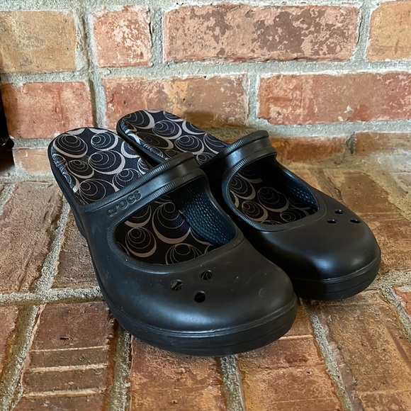 CROCS | Shoes | Crocs Frances Black Mary Jane Wedge Clogs | Poshmark